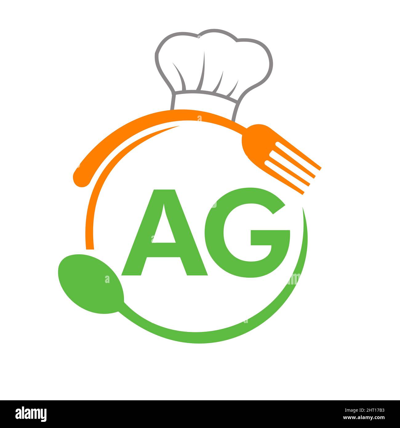 Letter ag Restaurant Logo with Chef Hat Spoon And Fork Template ...