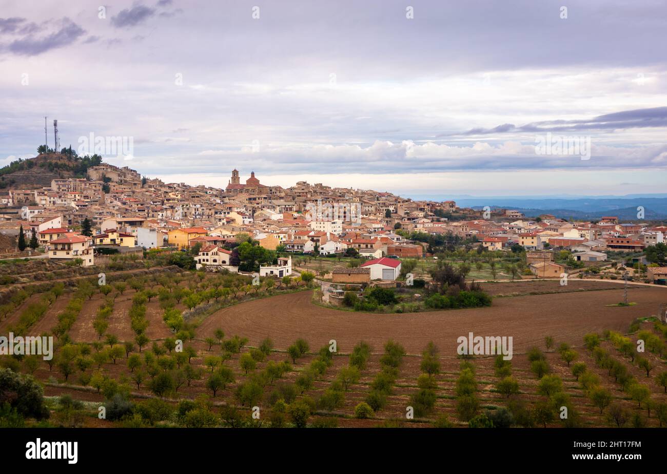 Calaceite village in the countryside near Matarraña river, Calasseit ...