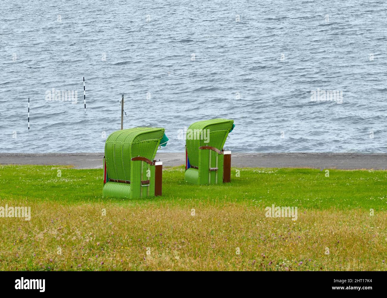 Beach chairs at Pellworm, a island in North Frisia, Germany Stock Photo ...