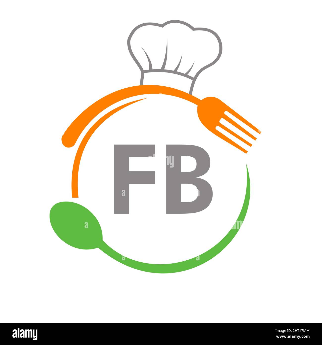 Letter FB Restaurant Logo with Chef Hat Spoon And Fork Template ...