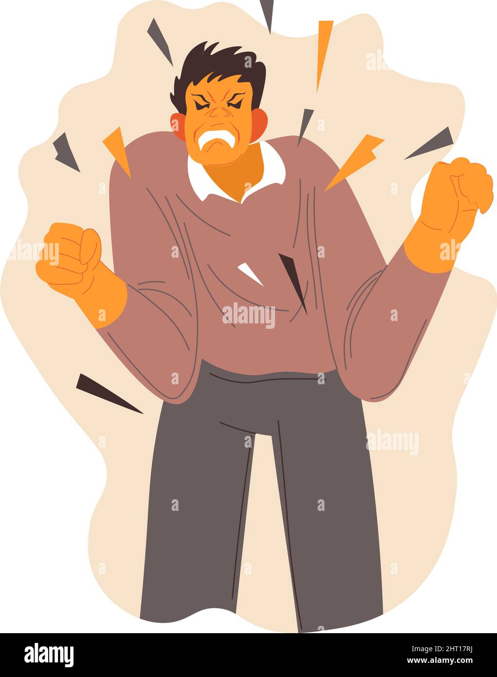Stressed man angry, aggressive behavior of male Stock Vector Image ...