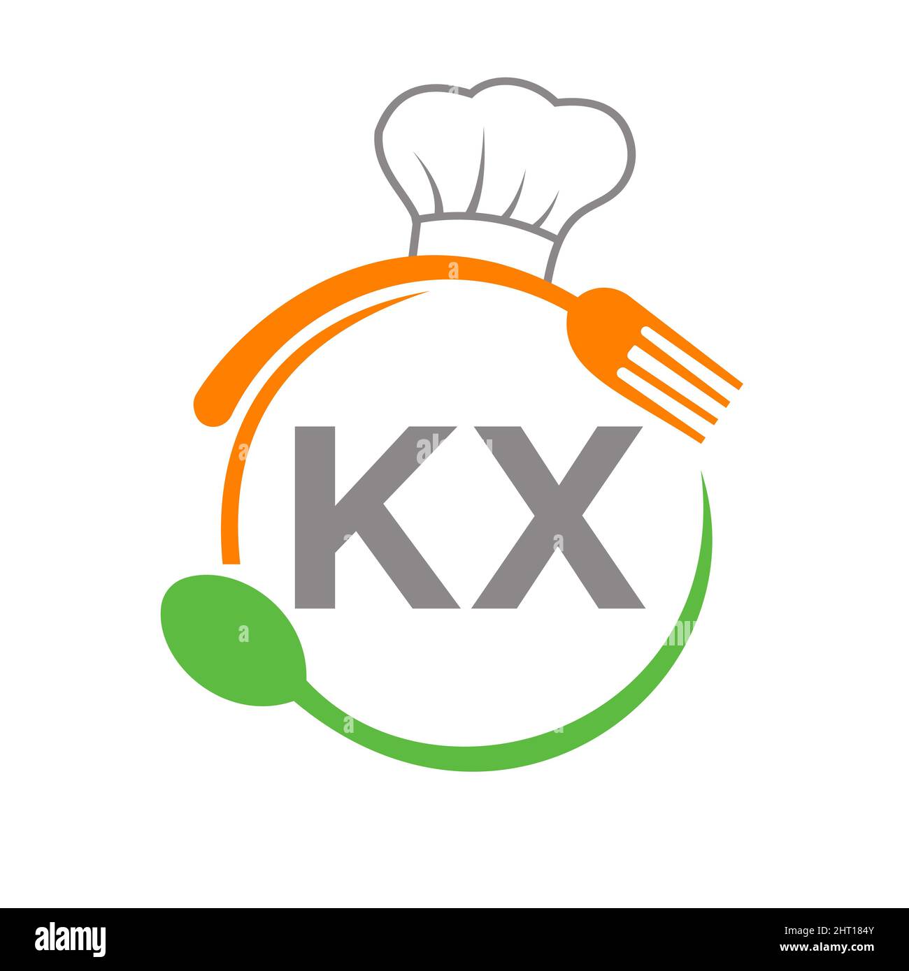 Letter KX Restaurant Logo with Chef Hat Spoon And Fork Template ...