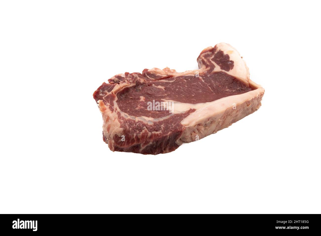 One finger thick steak, isolated on white background. Isolated products ...