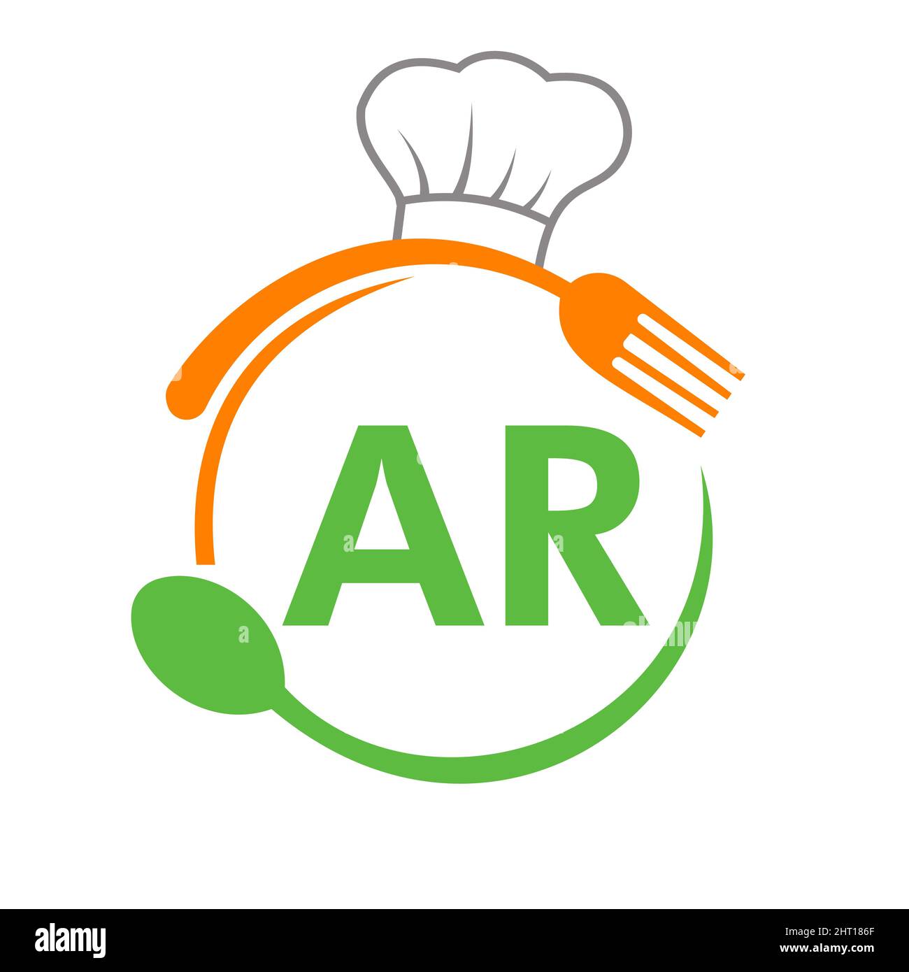 Letter AR Restaurant Logo with Chef Hat Spoon And Fork Template ...