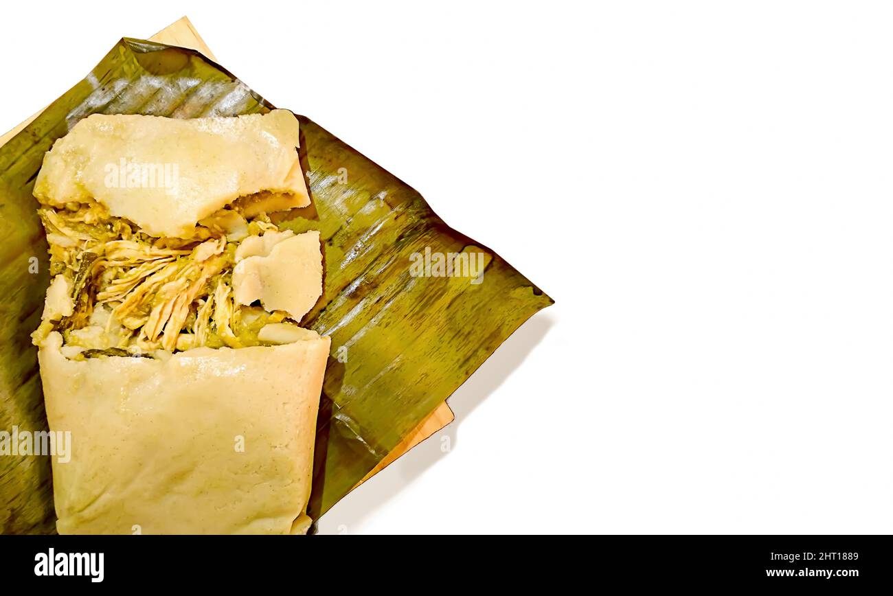 Close-up shot of the Oaxacan tamales isolated on a white background ...