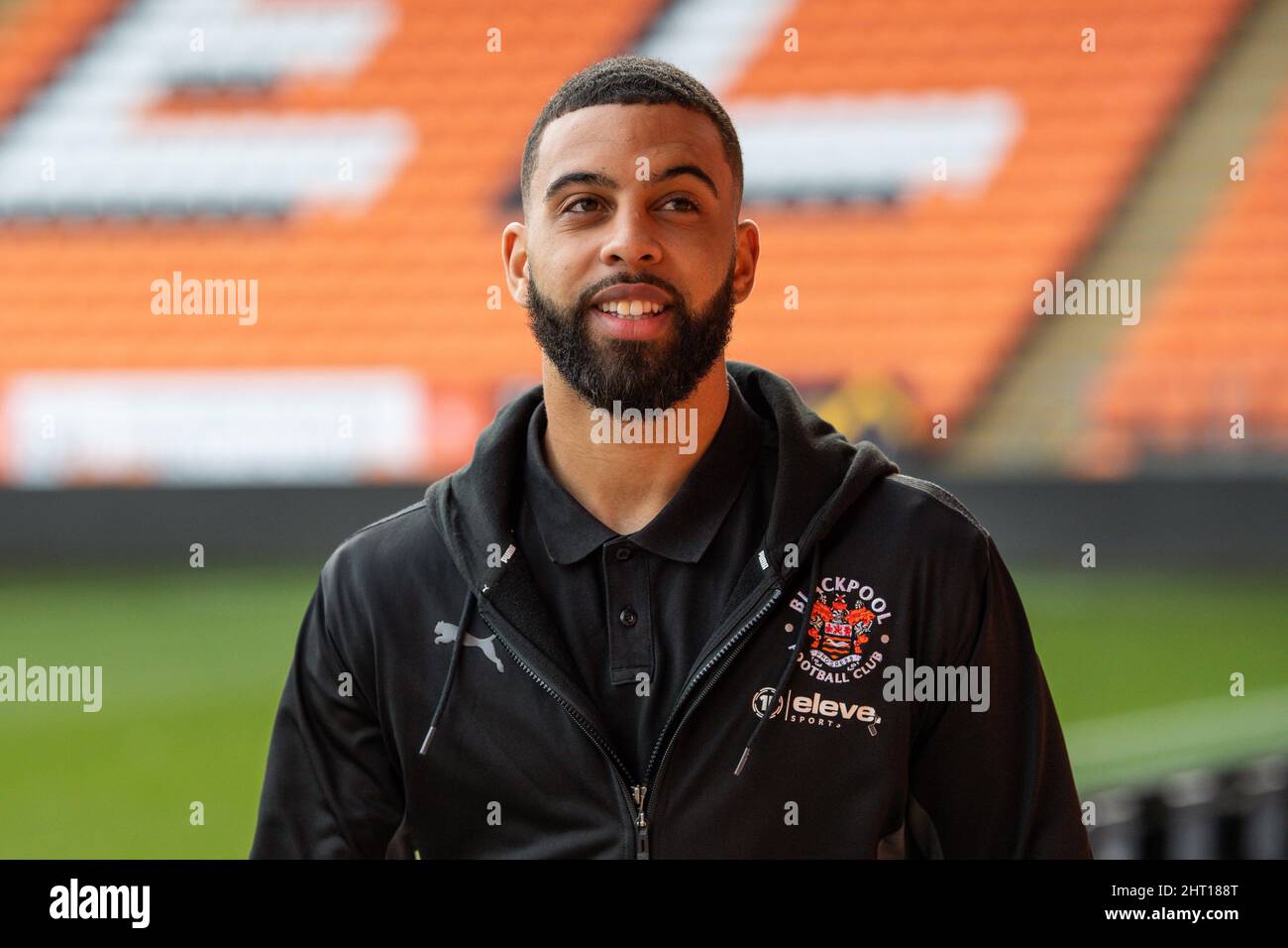 CJ Hamilton #22 of Blackpool arrives at Bloomfield Road Stock Photo - Alamy