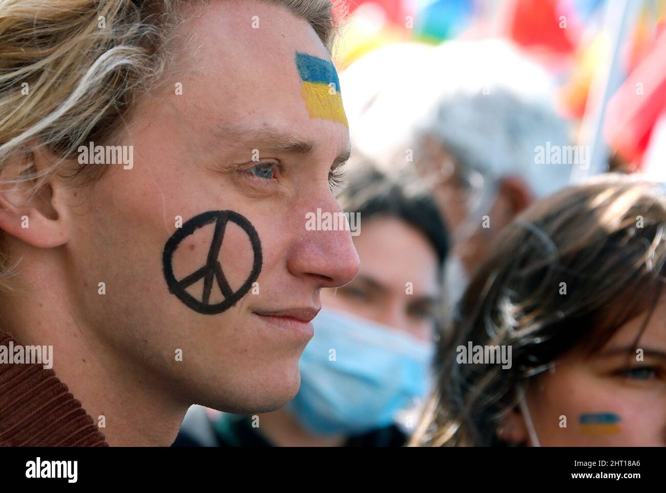 Rome, Italy. 26th Feb, 2022. Rome, Demonstration by CGIL CISL UIL and ...