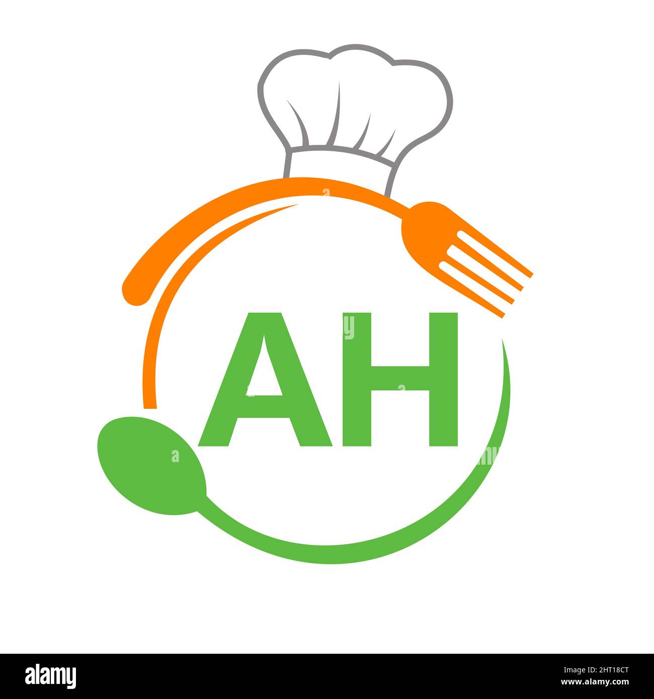Letter AH Restaurant Logo with Chef Hat Spoon And Fork Template ...