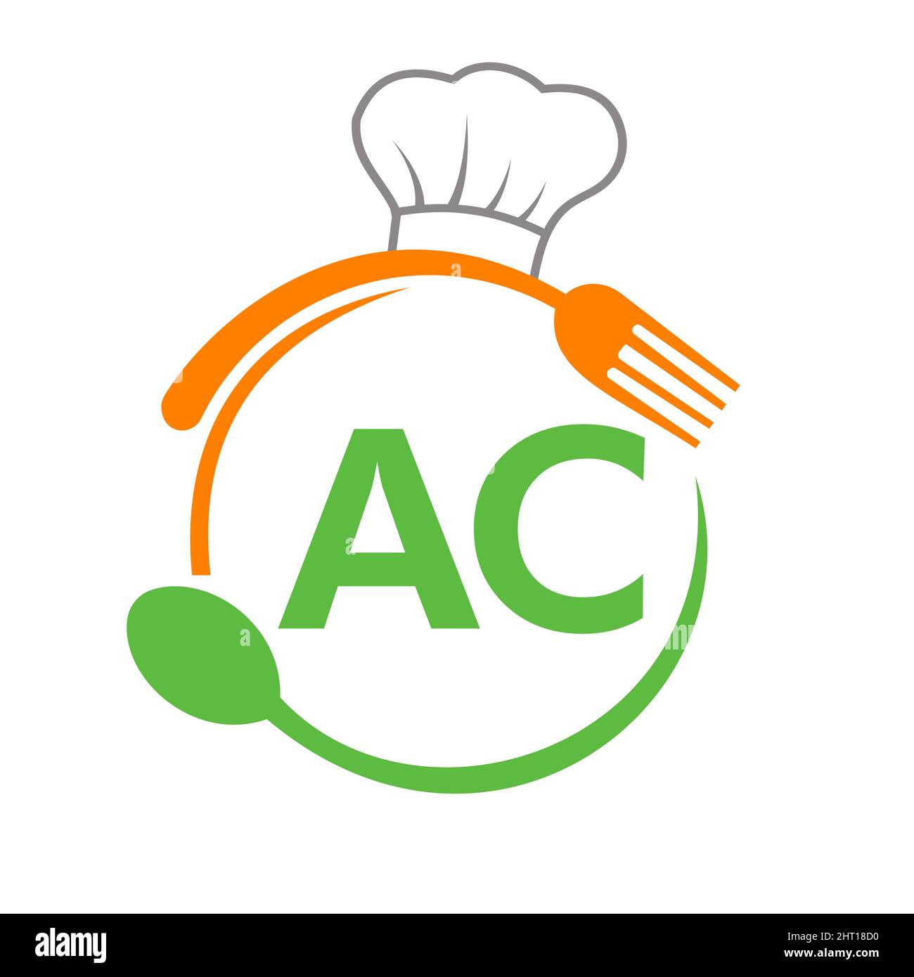 Letter AC Restaurant Logo with Chef Hat Spoon And Fork Template ...