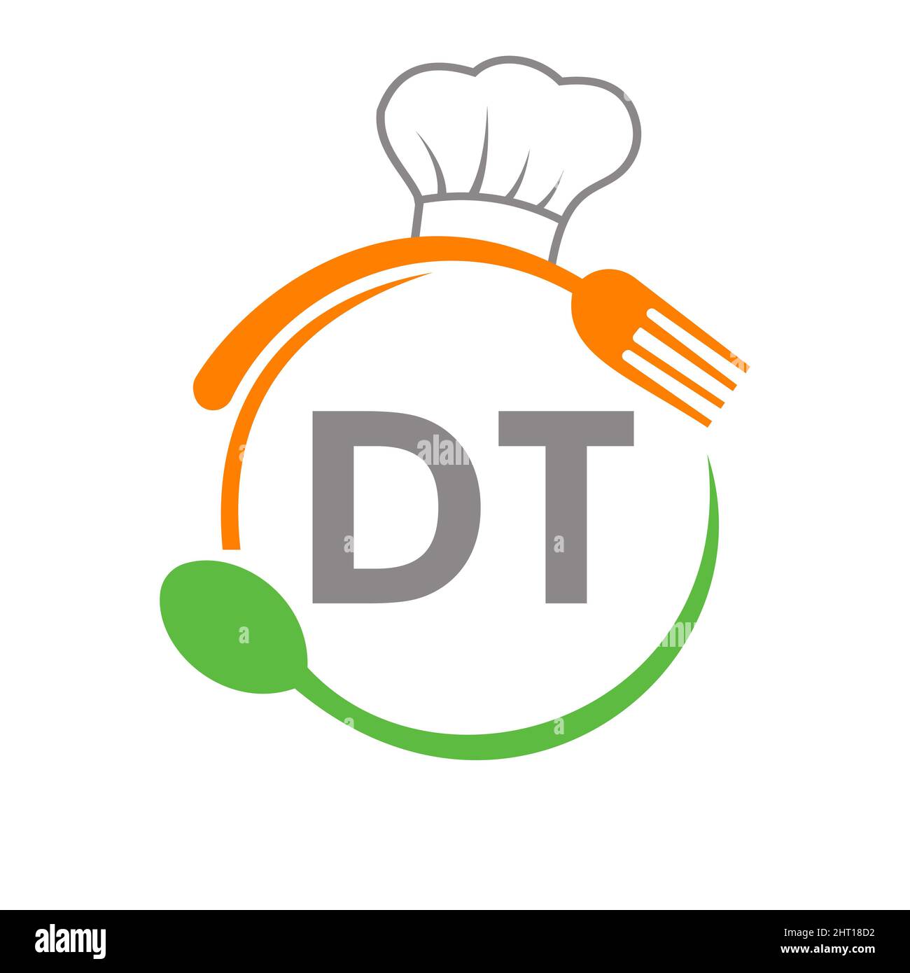Letter DT Restaurant Logo with Chef Hat Spoon And Fork Template ...