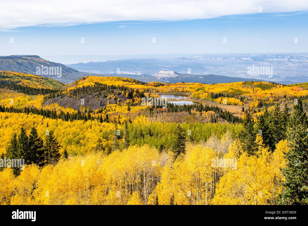 Beautiful autumn landscape with yellow trees and hills in Grand ...