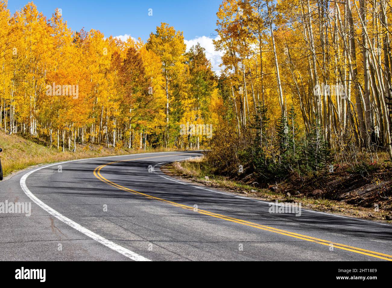 Beautiful autumn landscape with yellow trees and hills in Grand ...