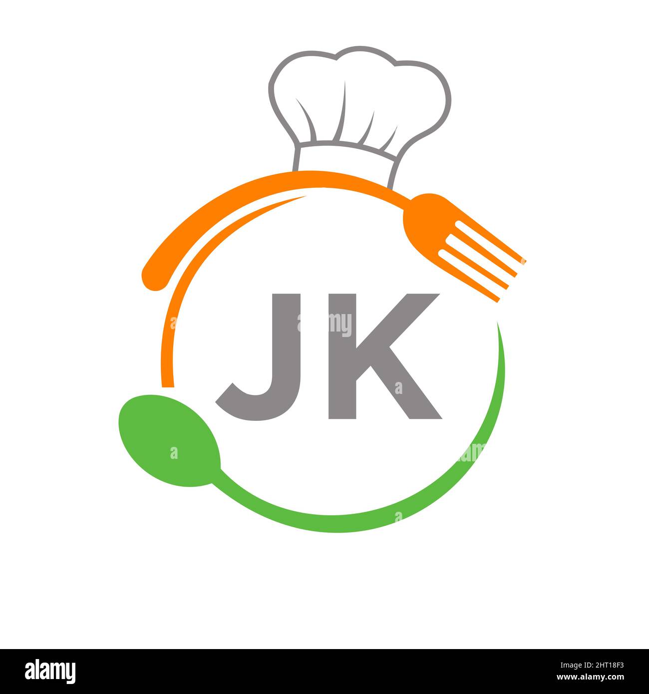Letter JK Restaurant Logo with Chef Hat Spoon And Fork Template ...