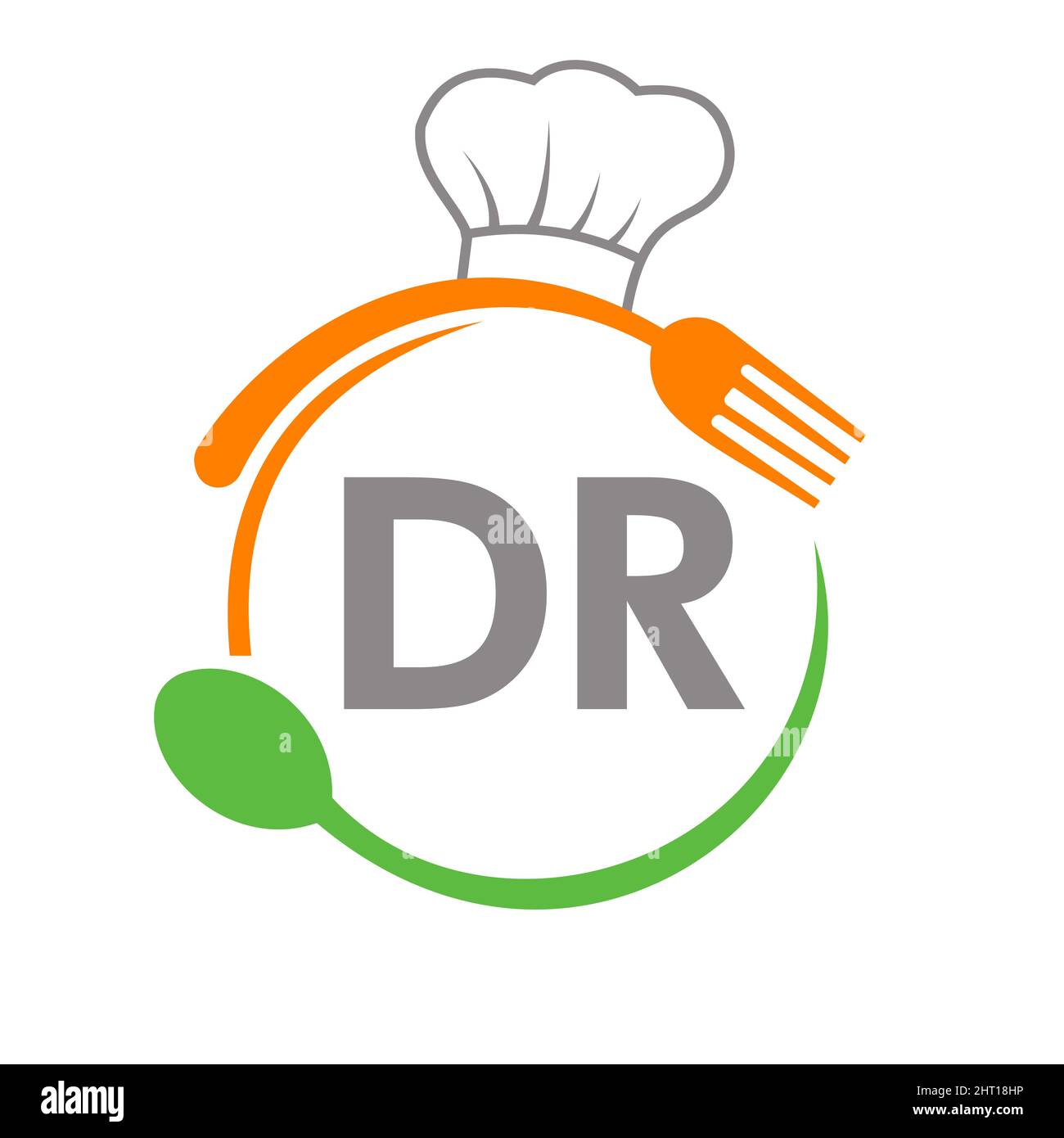 Letter DR Restaurant Logo with Chef Hat Spoon And Fork Template ...
