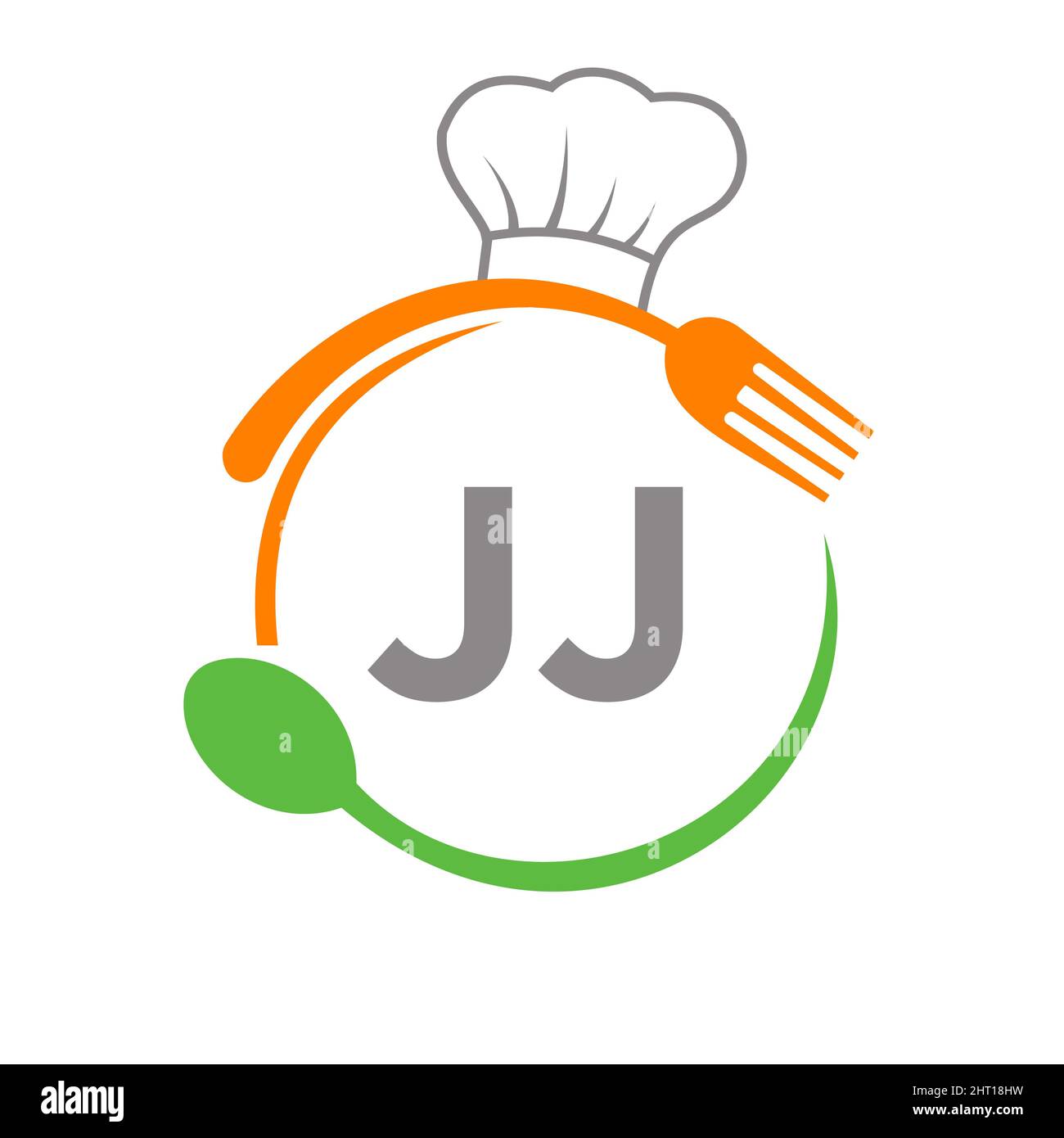 Letter JJ Restaurant Logo with Chef Hat Spoon And Fork Template ...