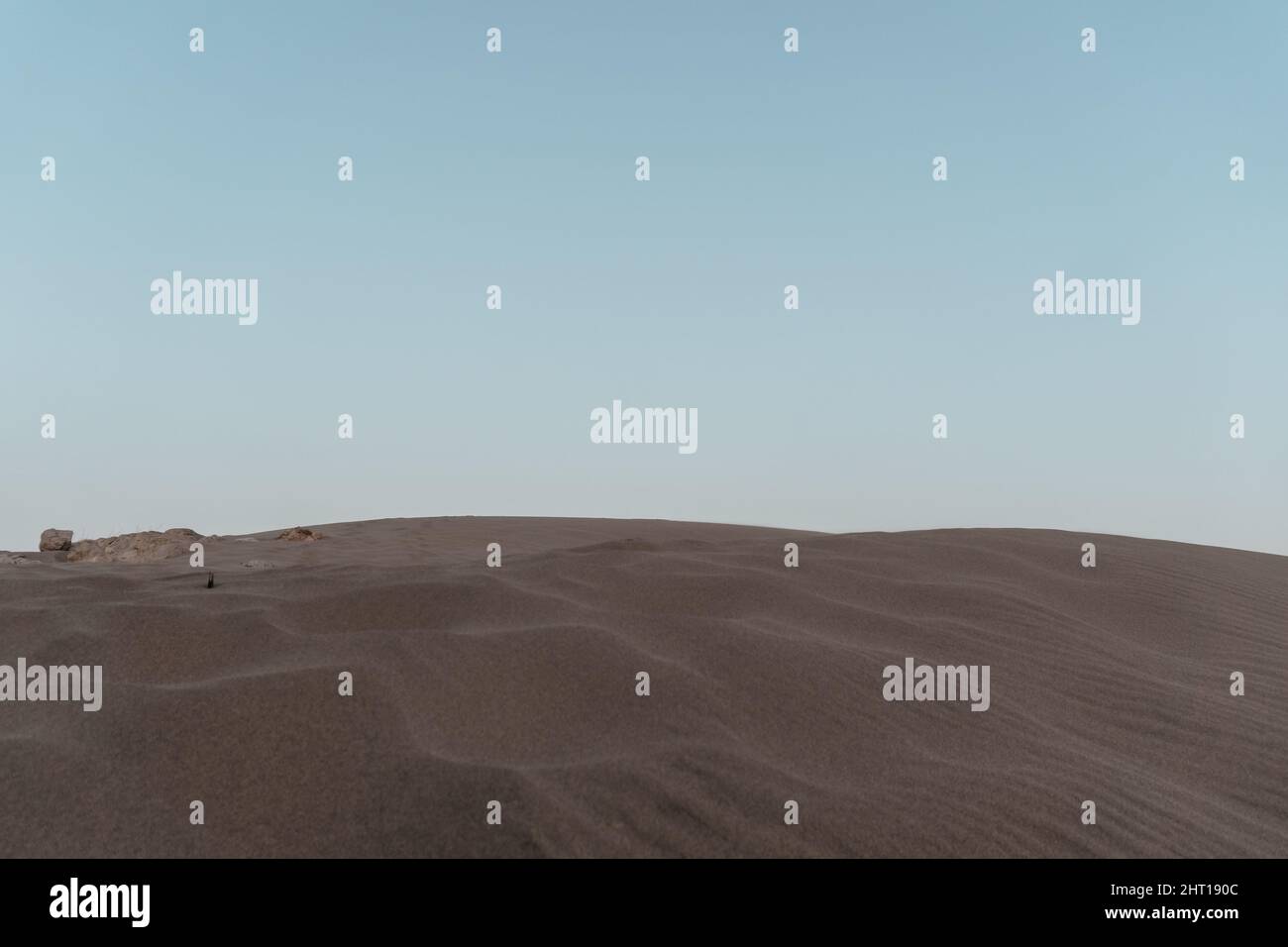 Minimalist landscape, sand dunes. Sand horizon. Large sand dunes ...