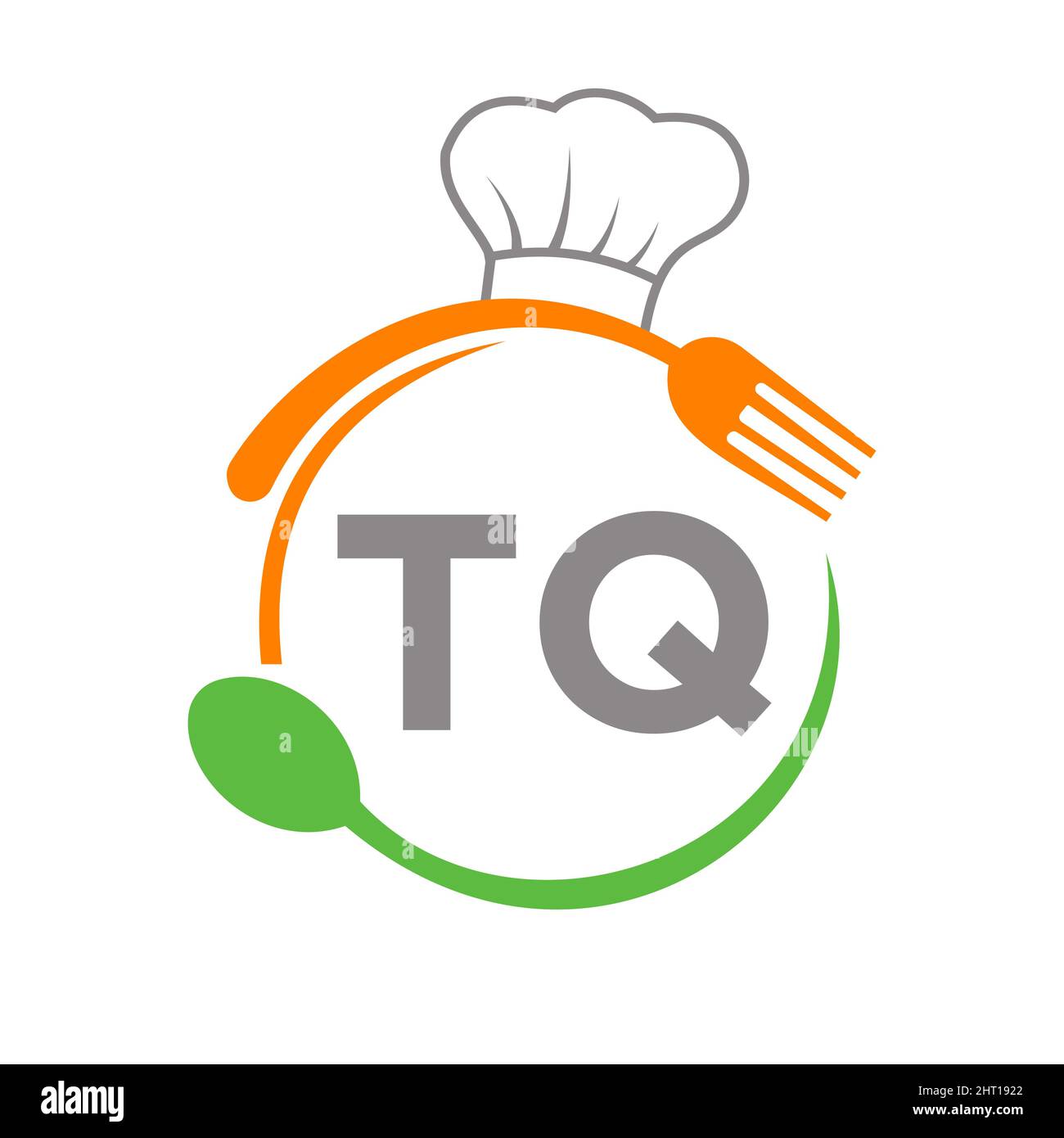 Letter TQ Restaurant Logo with Chef Hat Spoon And Fork Template ...
