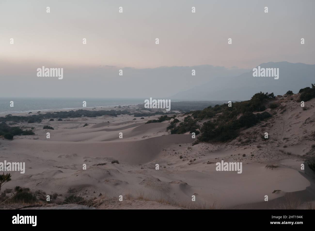 Patara Sand Dunes in Turkey. Scenic panorama with sand dunes under ...