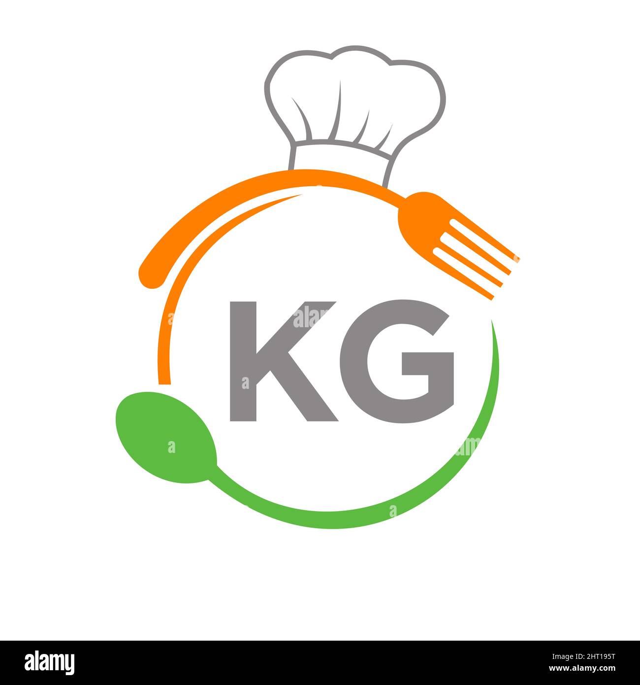 Letter KG Restaurant Logo with Chef Hat Spoon And Fork Template ...