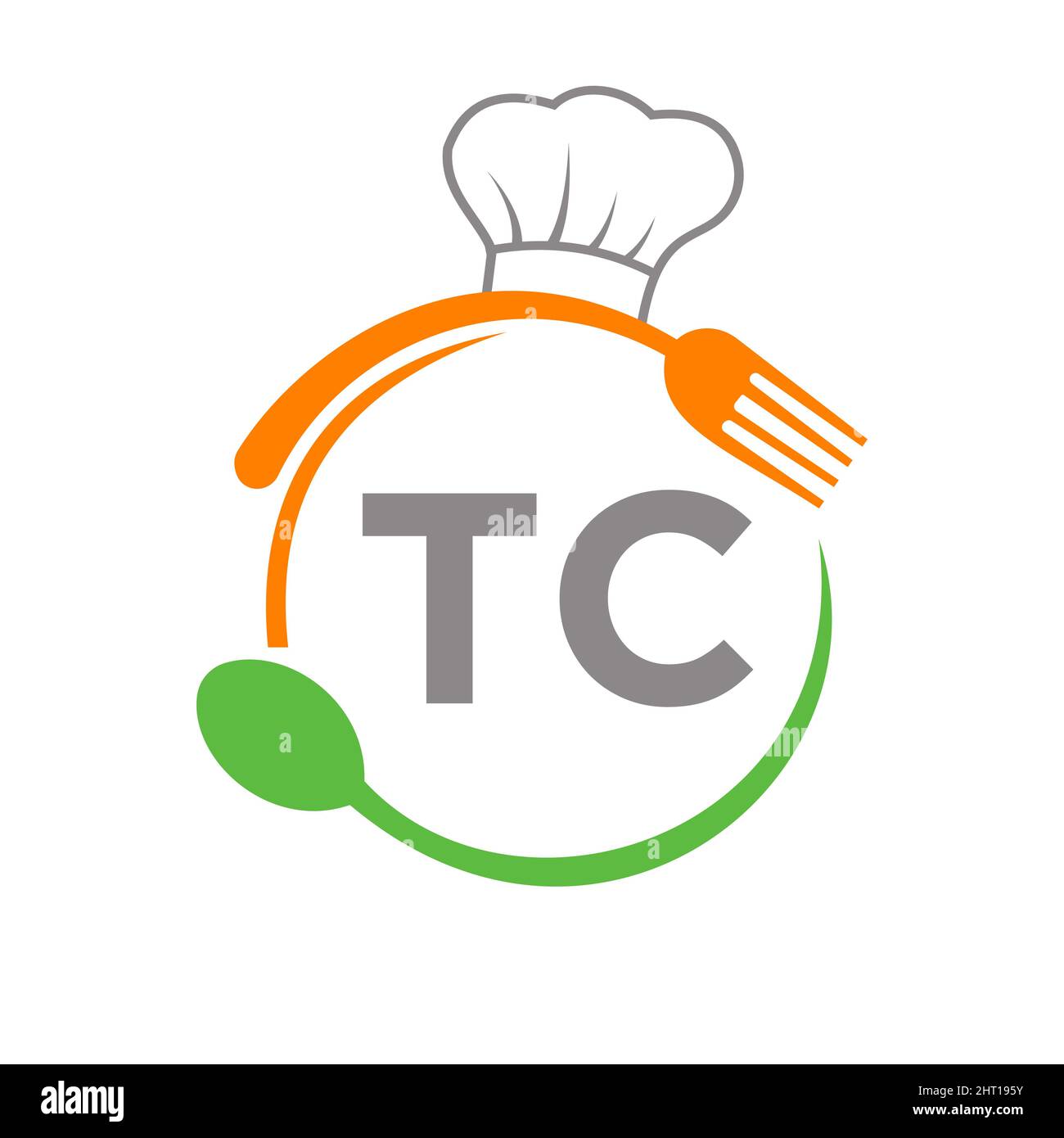 Letter TC Restaurant Logo with Chef Hat Spoon And Fork Template ...