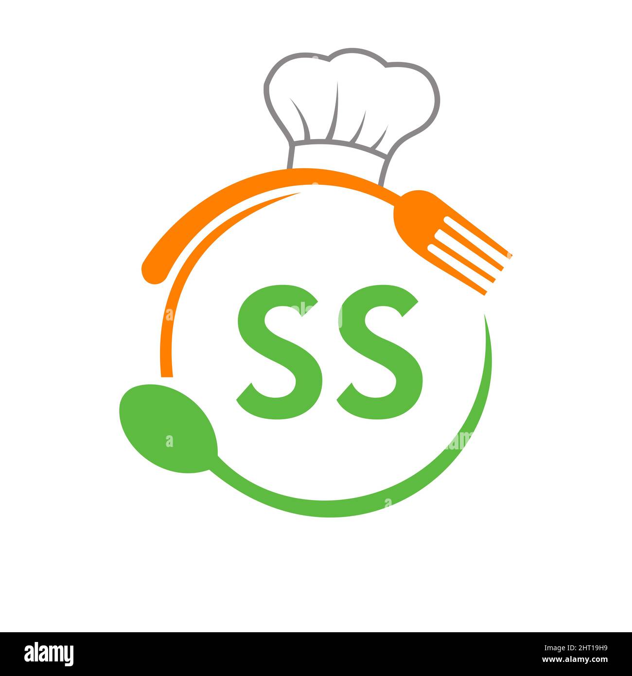 Letter SS Restaurant Logo with Chef Hat Spoon And Fork Template ...