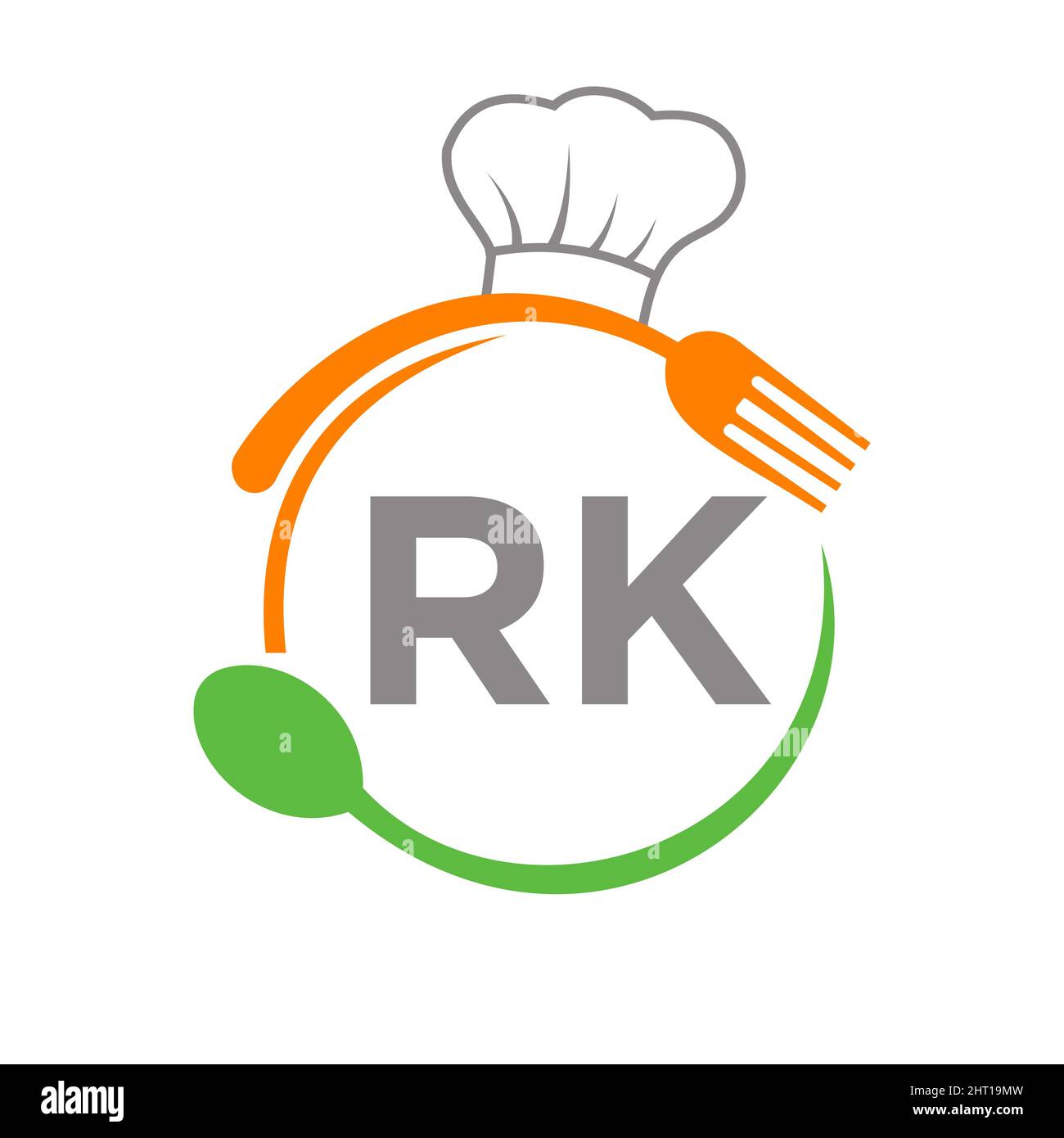 Letter RK Restaurant Logo with Chef Hat Spoon And Fork Template ...