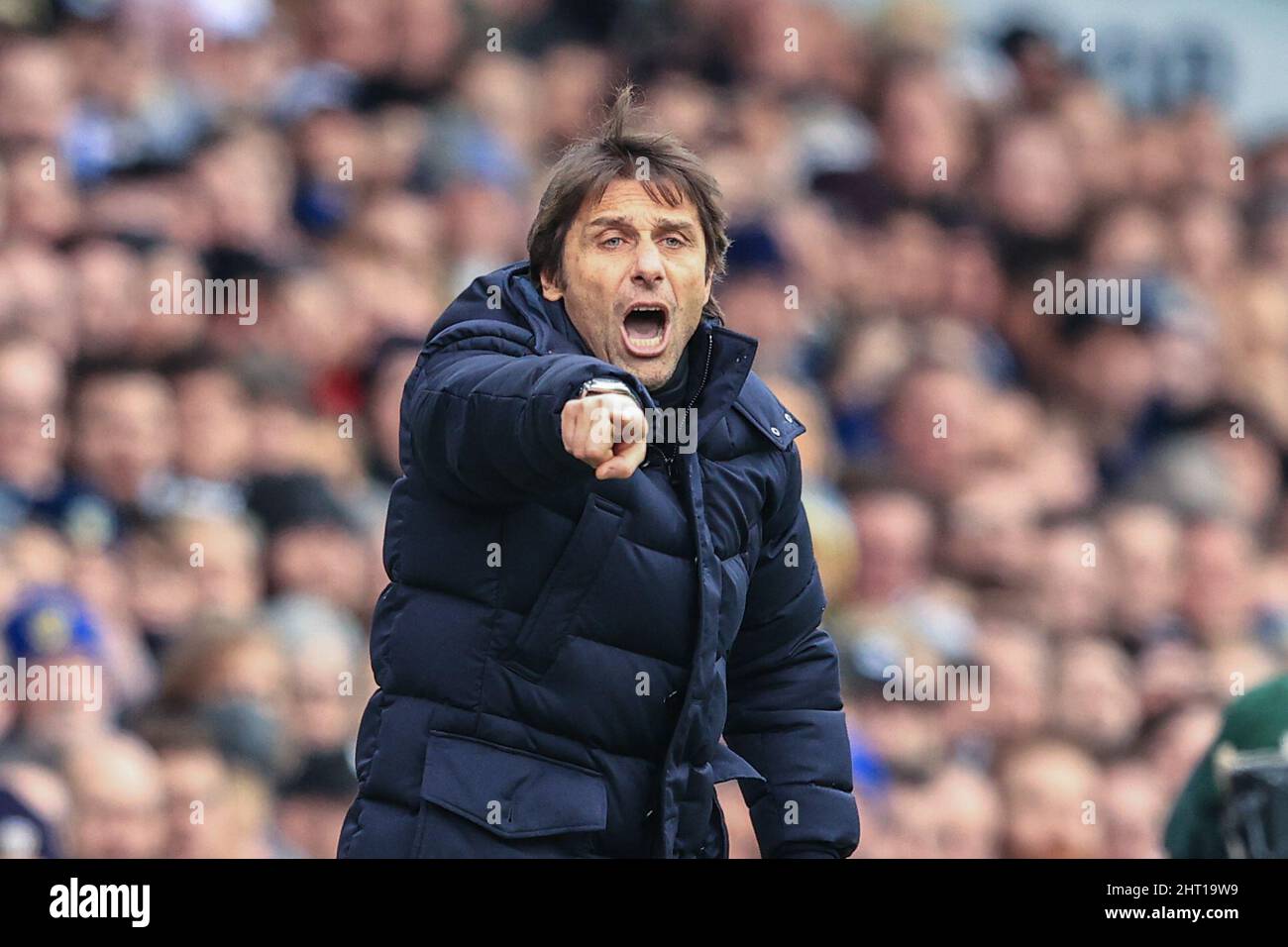 Antonio Conte manager of Tottenham Hotspur gives his team instructions ...