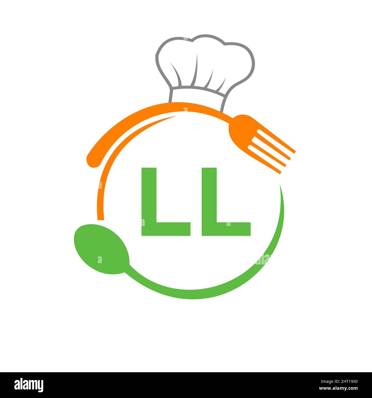 Letter LL Restaurant Logo with Chef Hat Spoon And Fork Template ...