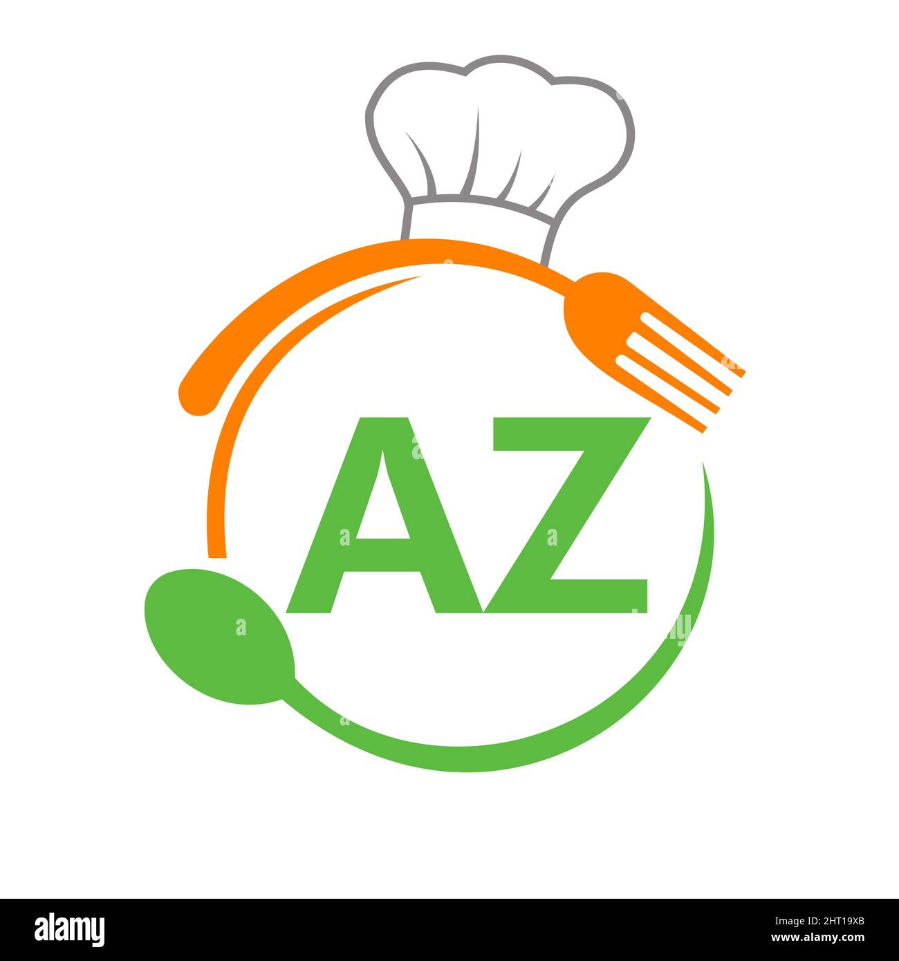 Letter az Restaurant Logo with Chef Hat Spoon And Fork Template ...