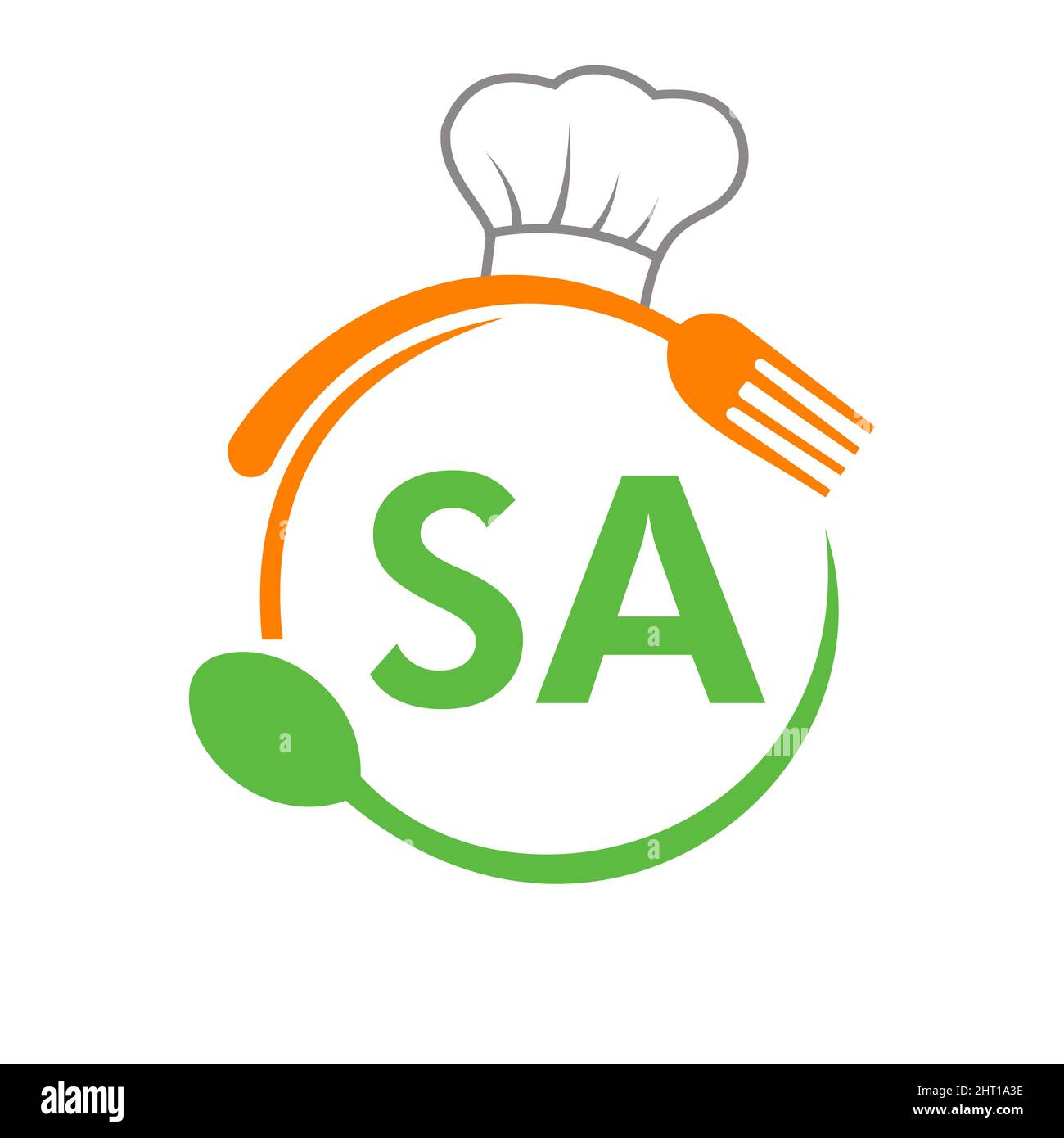 Letter SA Restaurant Logo with Chef Hat Spoon And Fork Template ...