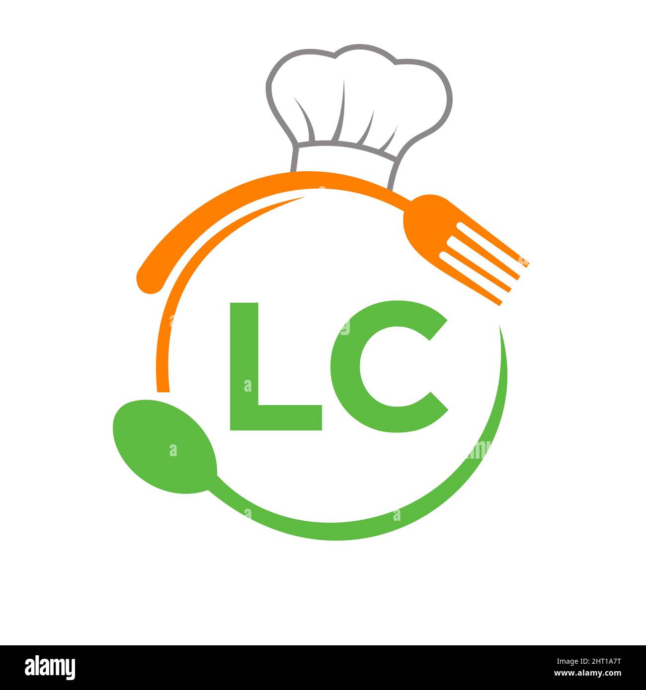 Letter LC Restaurant Logo with Chef Hat Spoon And Fork Template ...
