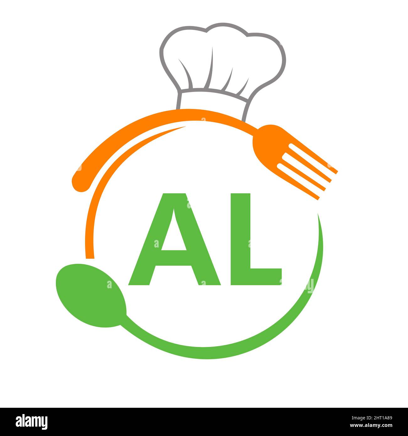 Letter AL Restaurant Logo with Chef Hat Spoon And Fork Template ...
