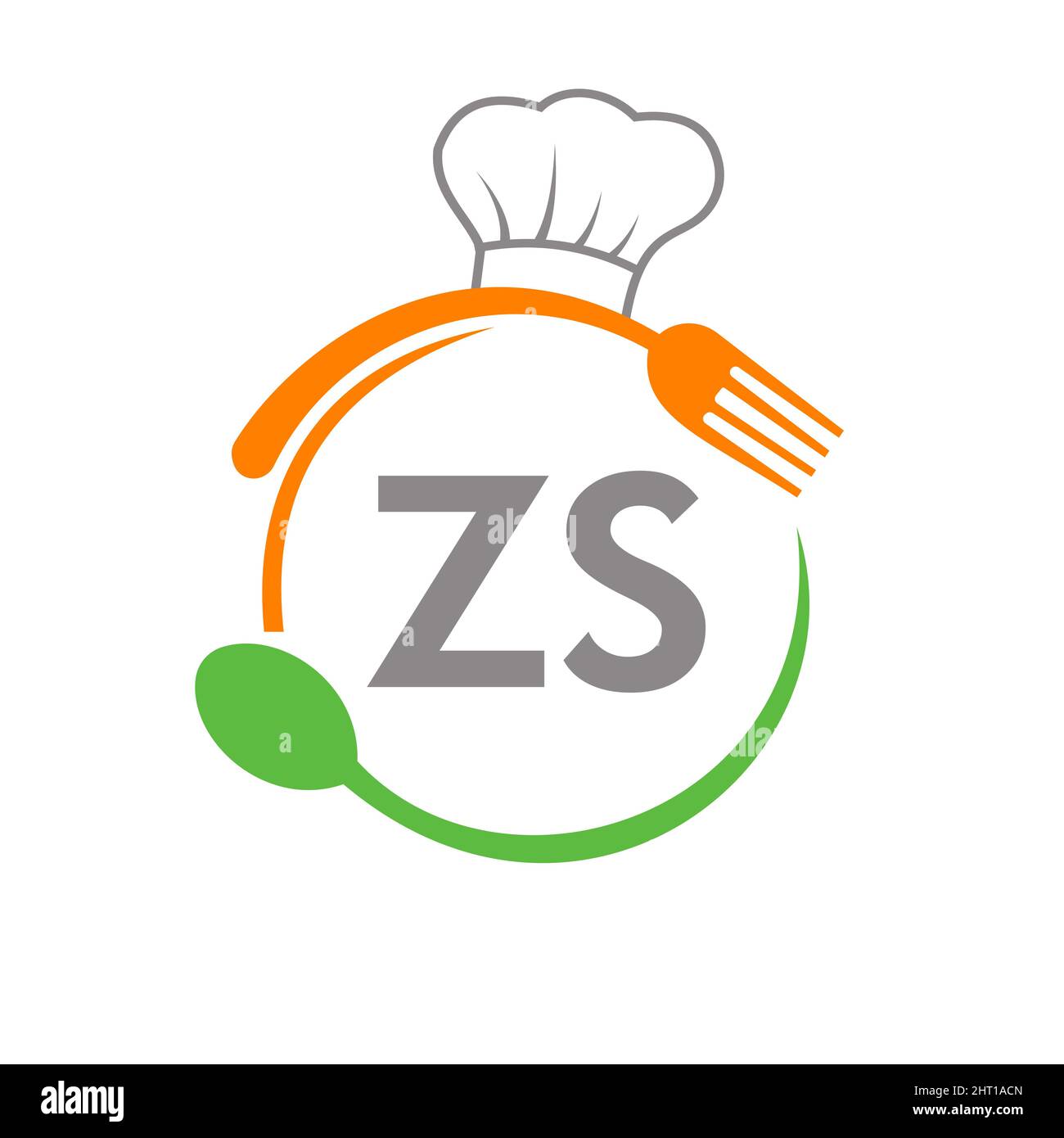 Letter ZS Restaurant Logo with Chef Hat Spoon And Fork Template ...