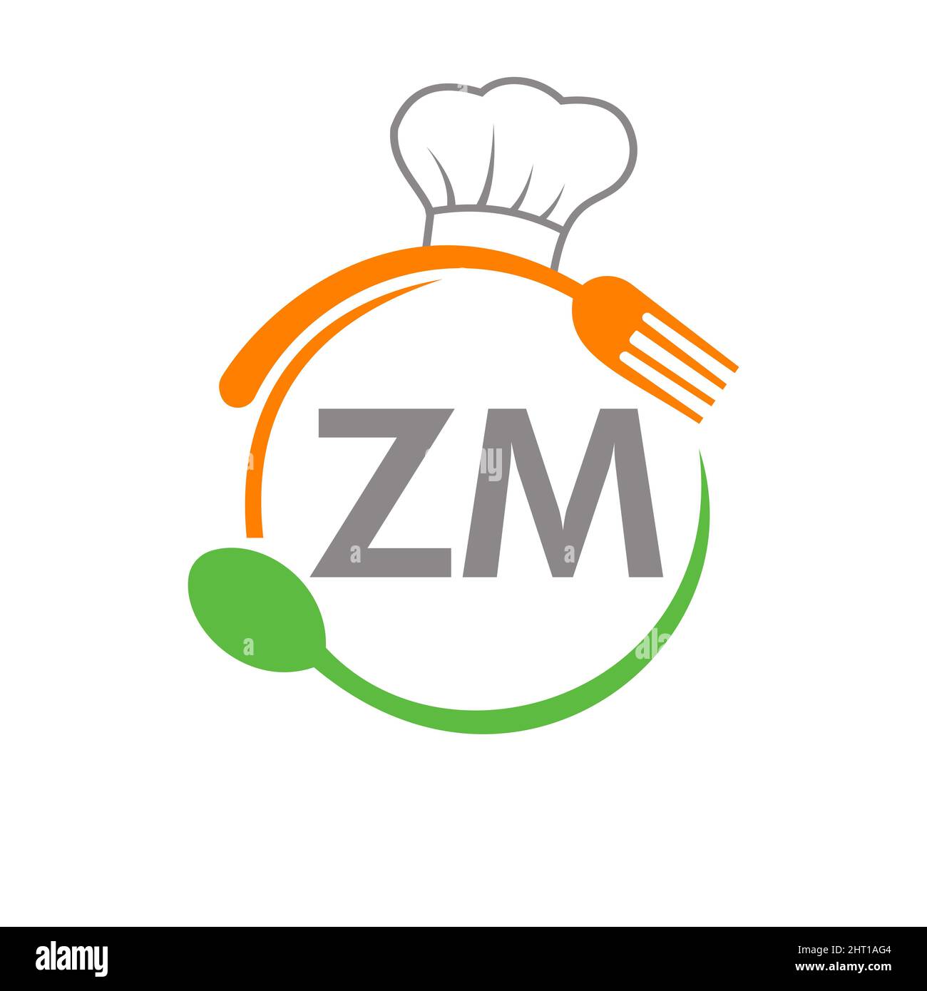 Letter ZM Restaurant Logo with Chef Hat Spoon And Fork Template ...