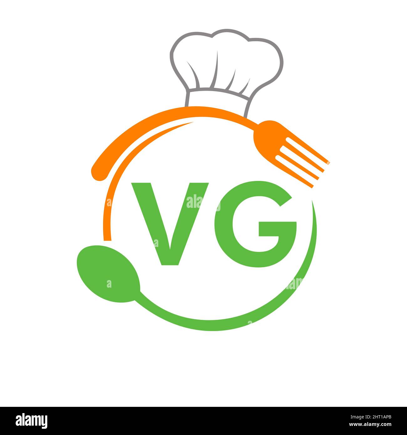 Letter VG Restaurant Logo with Chef Hat Spoon And Fork Template ...