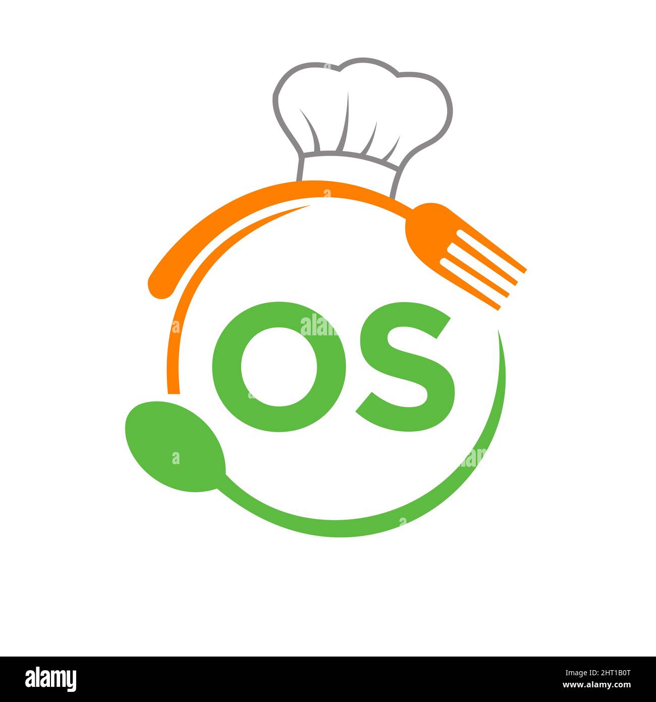 Letter OS Restaurant Logo with Chef Hat Spoon And Fork Template ...