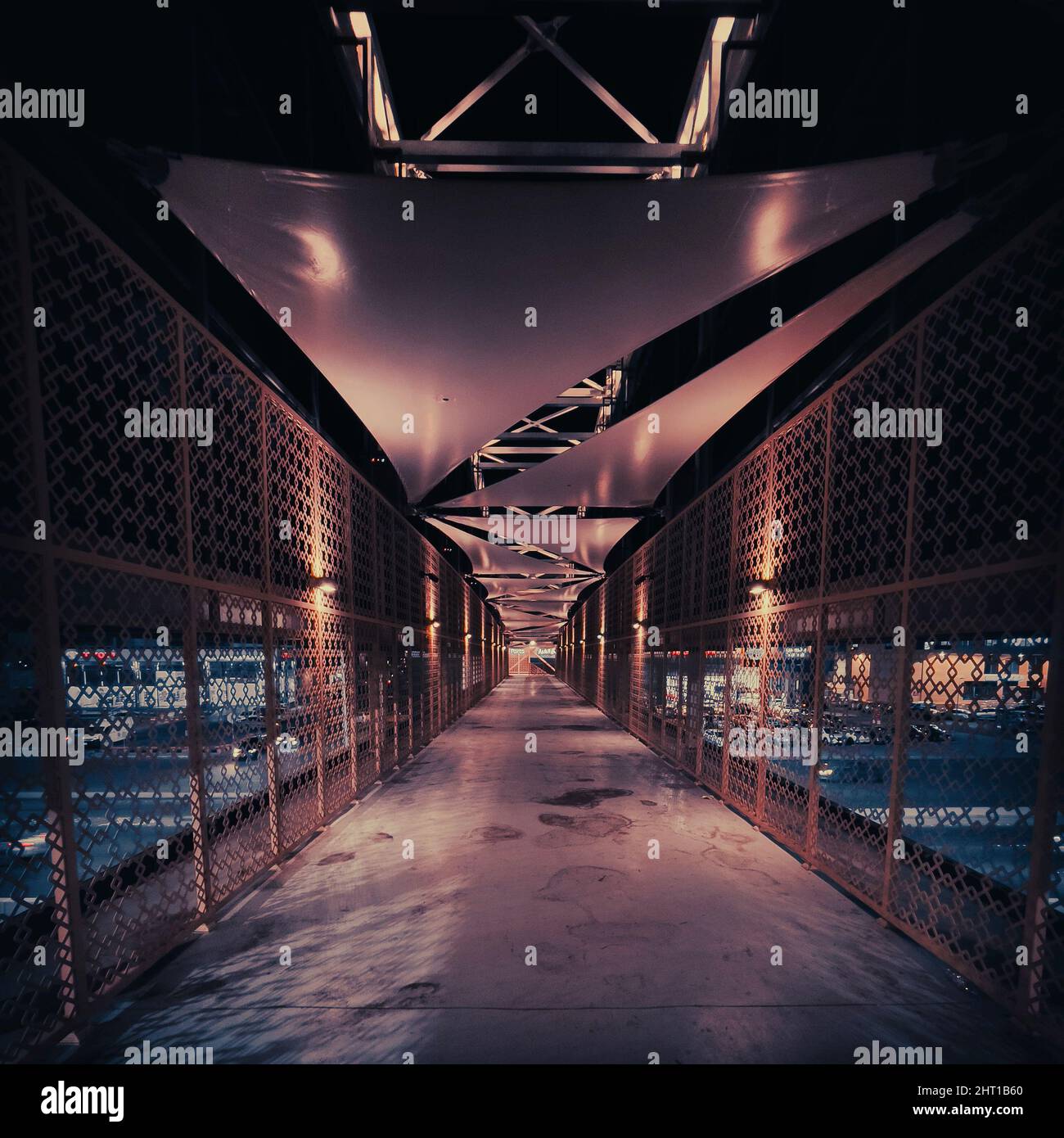 Metal pathway under the bridge Stock Photo - Alamy