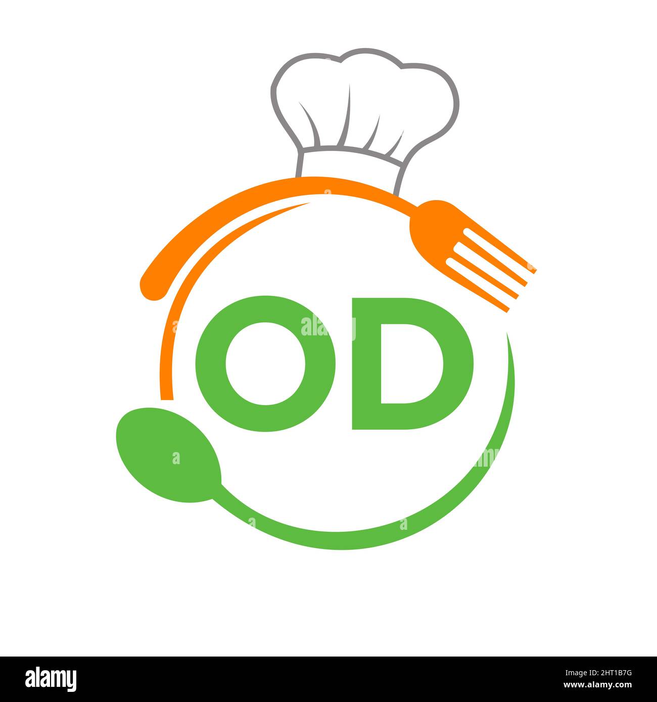 Letter OD Restaurant Logo with Chef Hat Spoon And Fork Template ...