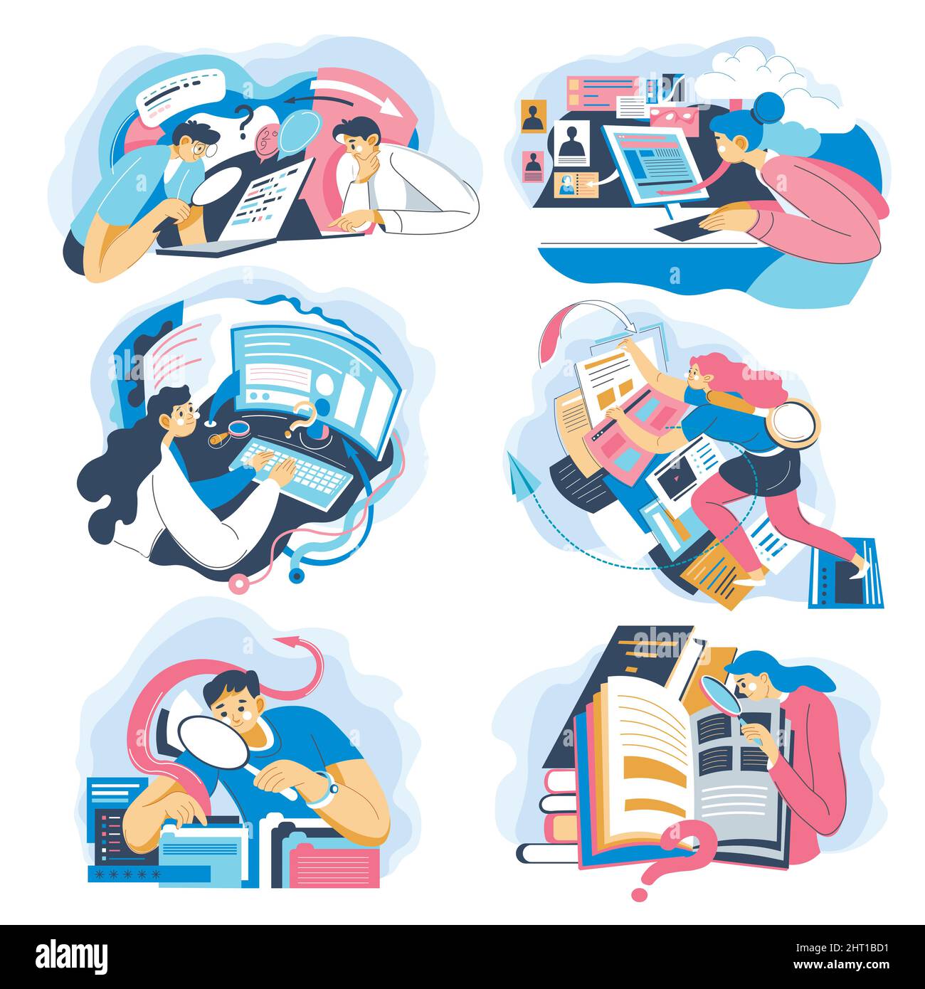 Search and research in computer and books vector Stock Vector Image ...