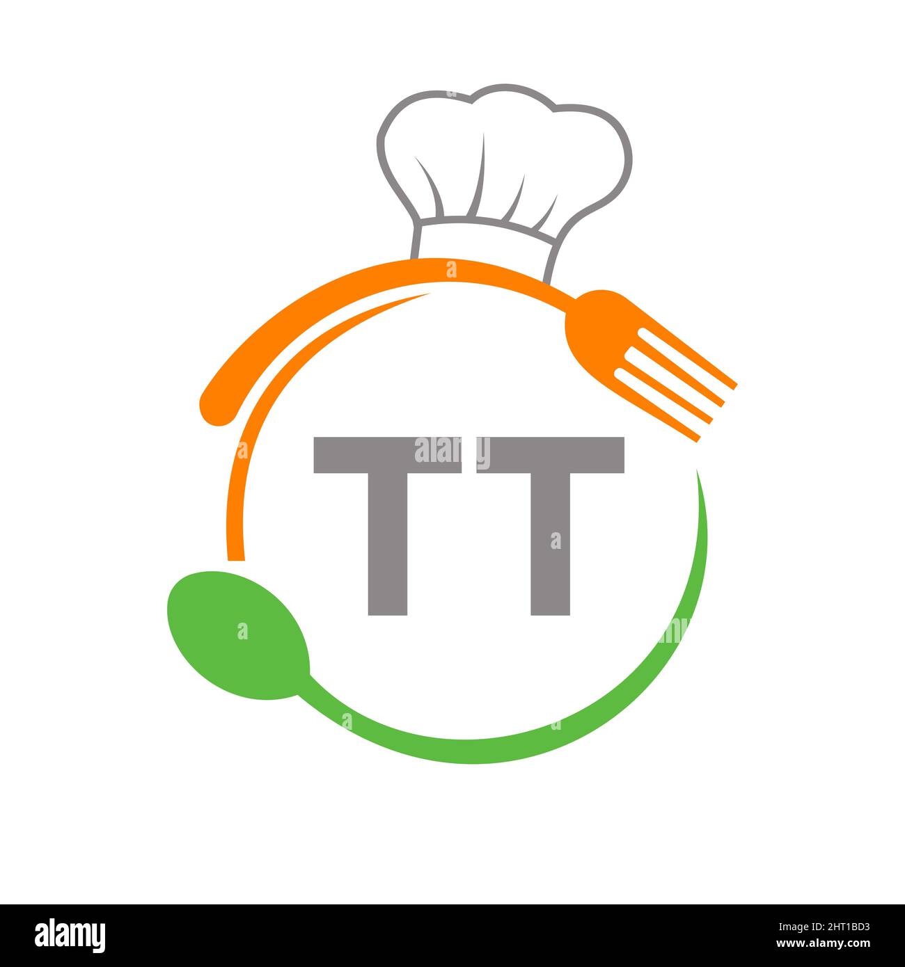 Letter TT Restaurant Logo with Chef Hat Spoon And Fork Template ...