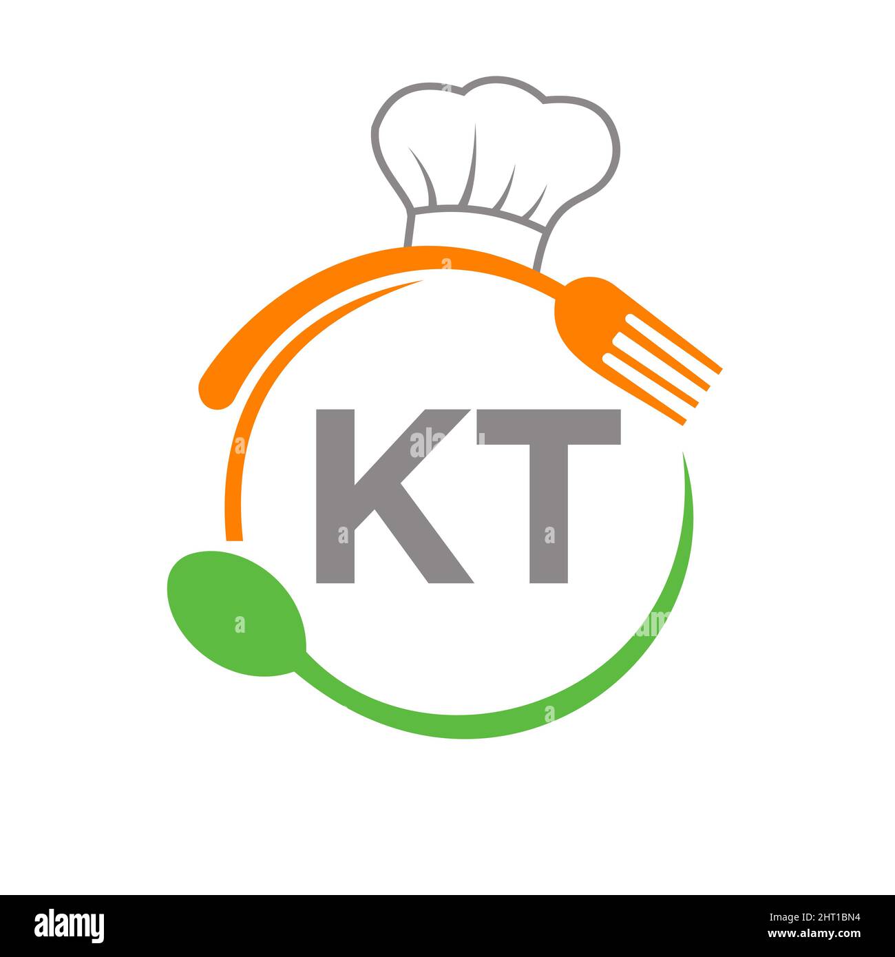 Letter KT Restaurant Logo with Chef Hat Spoon And Fork Template ...