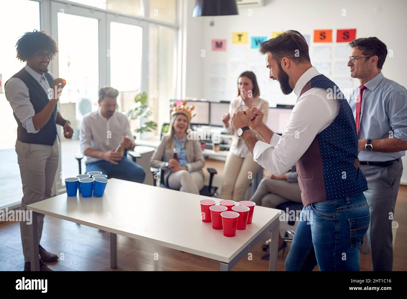 Group cheerful multiracial coworkers hi-res stock photography and ...