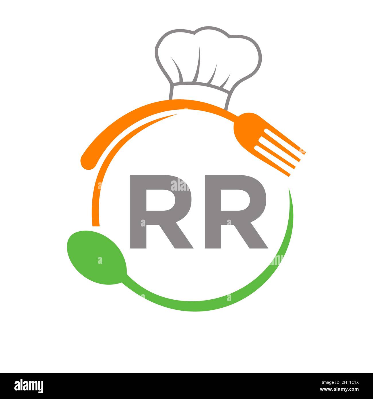 Letter RR Restaurant Logo with Chef Hat Spoon And Fork Template ...