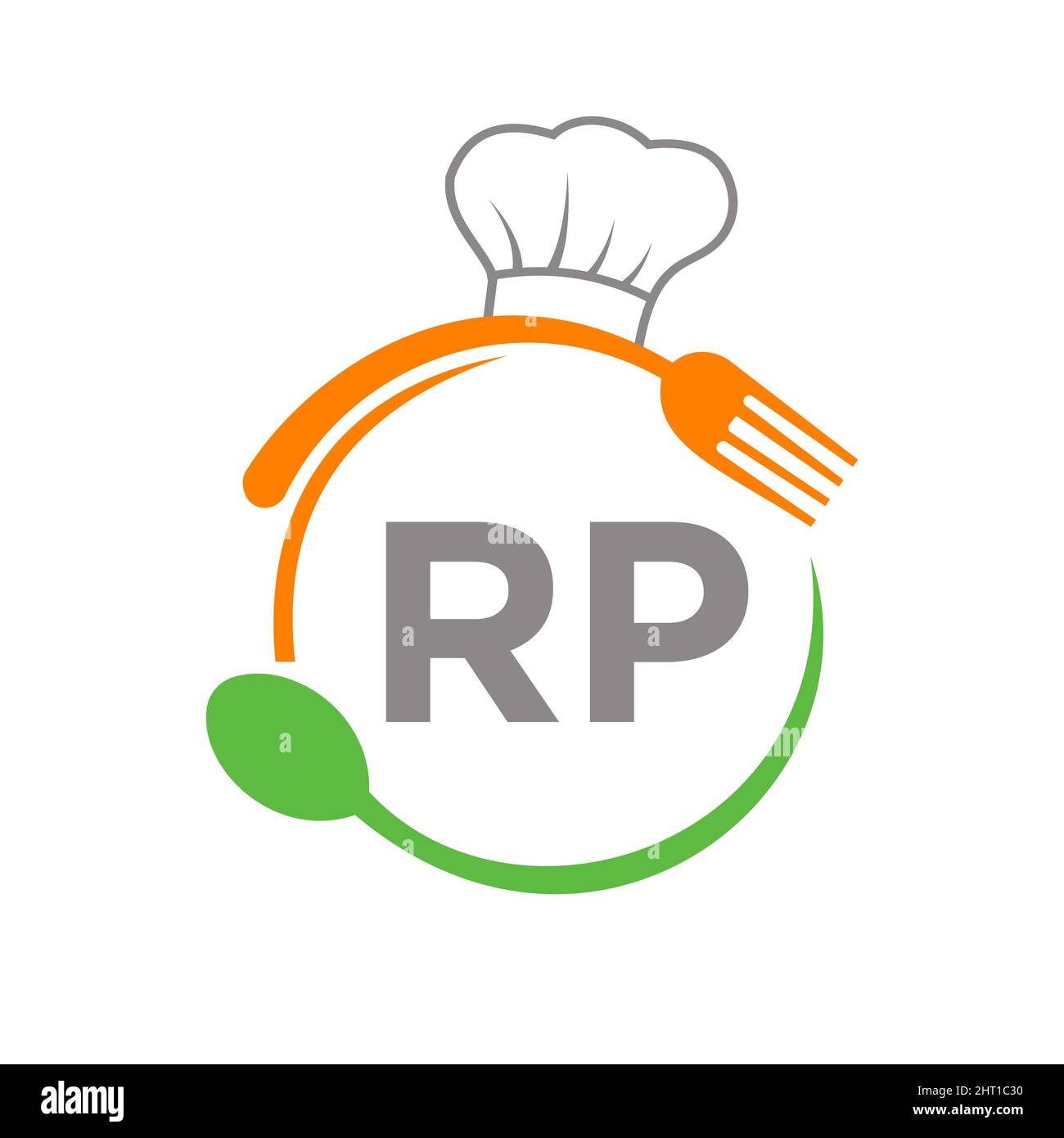 Letter RP Restaurant Logo with Chef Hat Spoon And Fork Template ...