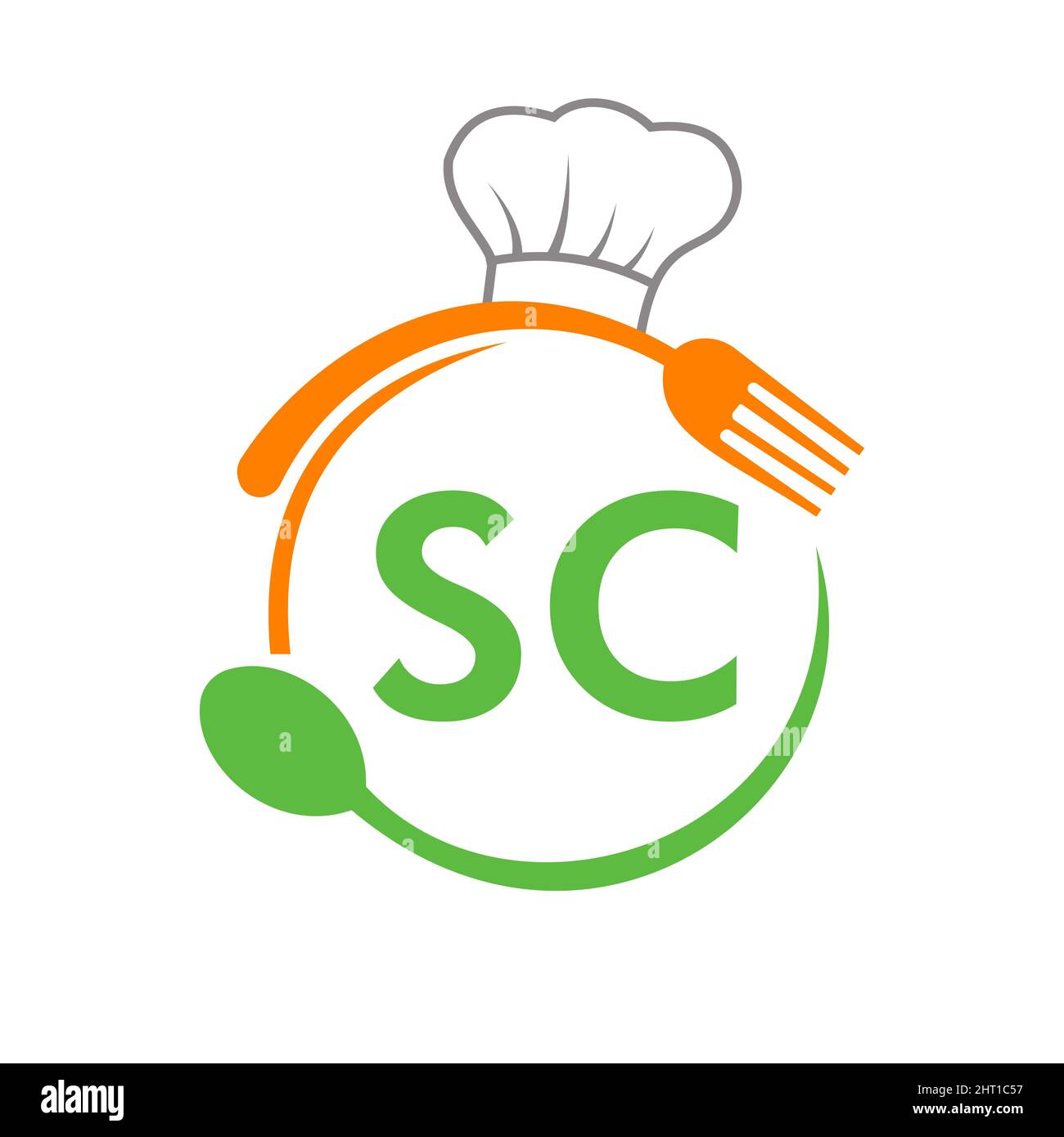 Letter SC Restaurant Logo with Chef Hat Spoon And Fork Template ...