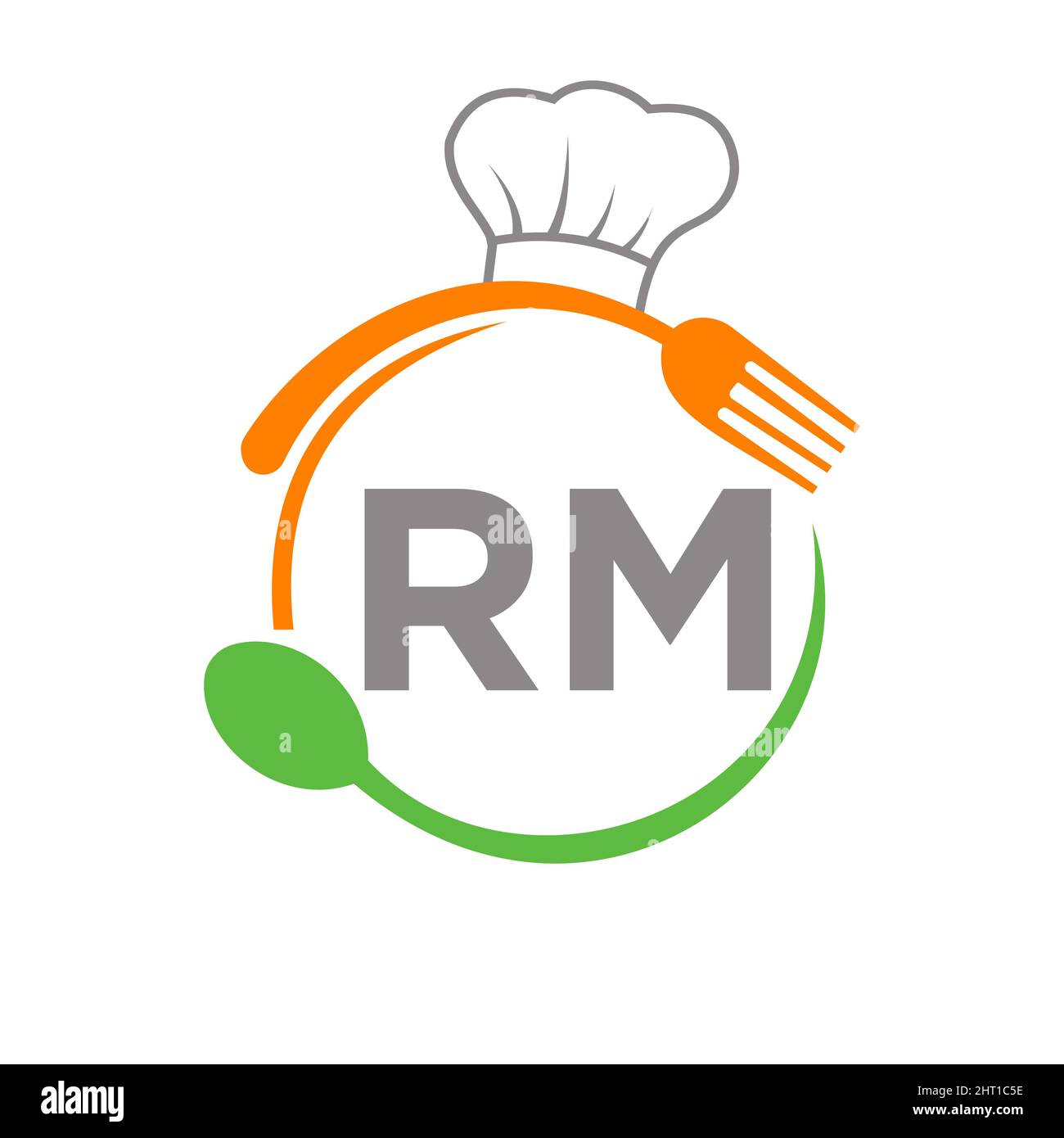 Letter RM Restaurant Logo with Chef Hat Spoon And Fork Template ...
