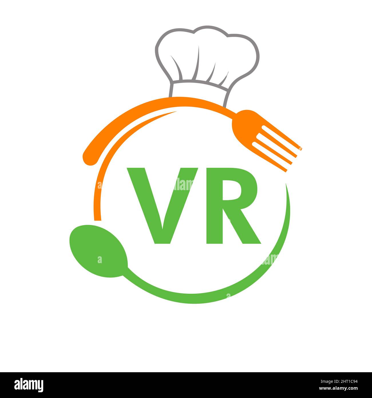 Letter VR Restaurant Logo with Chef Hat Spoon And Fork Template ...