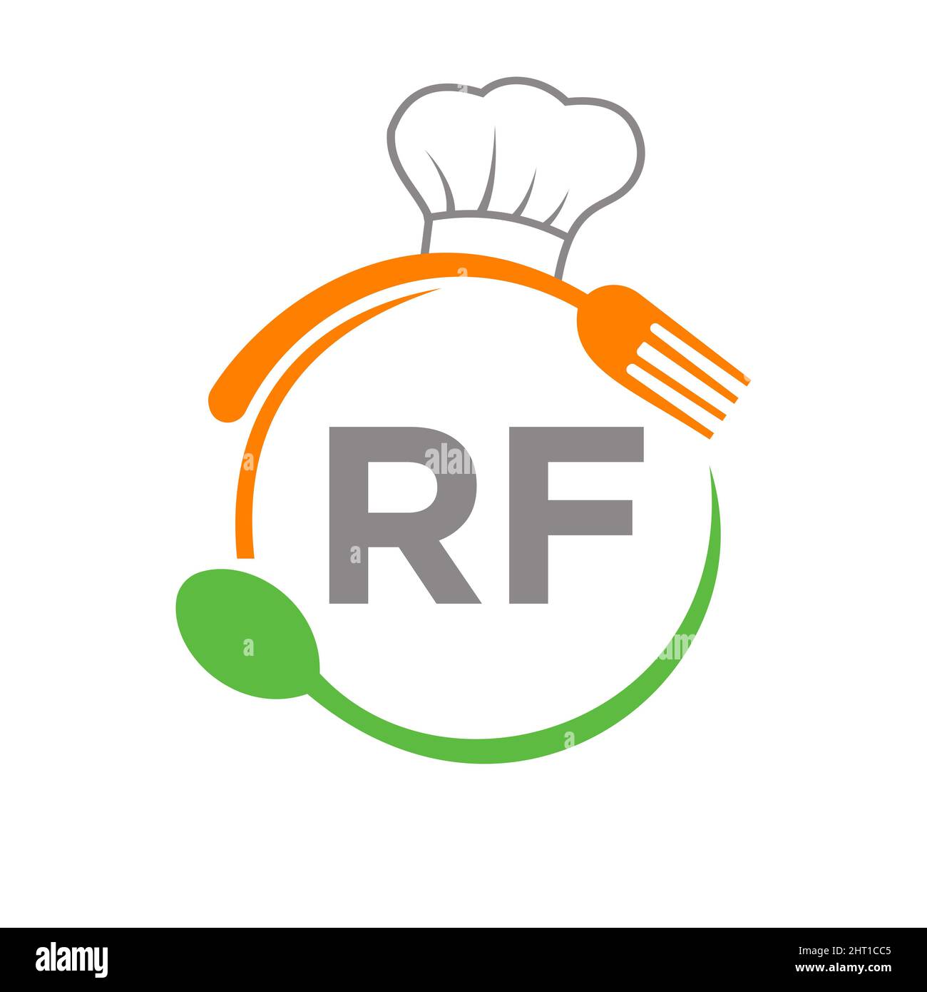 Letter RF Restaurant Logo with Chef Hat Spoon And Fork Template ...