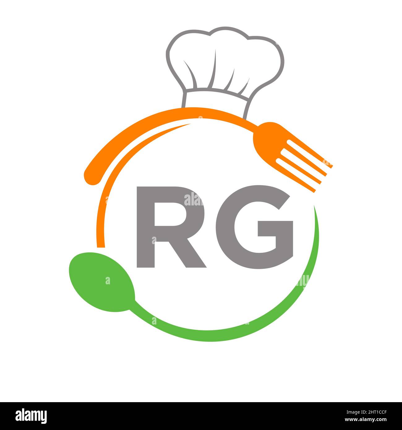 Letter RG Restaurant Logo with Chef Hat Spoon And Fork Template ...