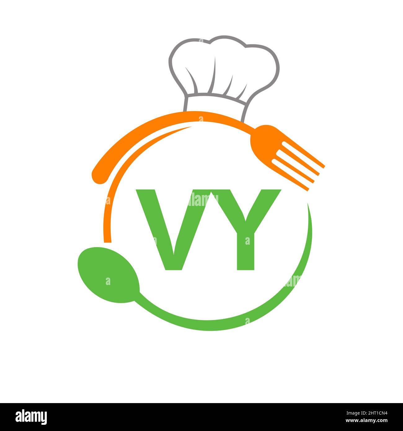 Letter VY Restaurant Logo with Chef Hat Spoon And Fork Template ...